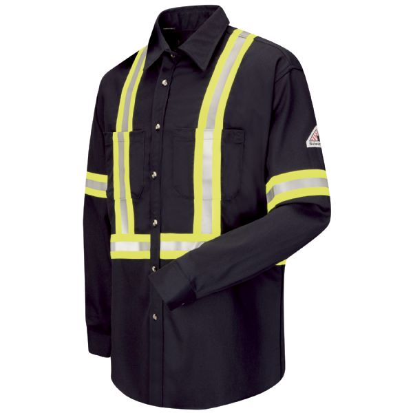 Men's Midweight FR Enhanced Visibility Uniform Shirt with Reflective ...