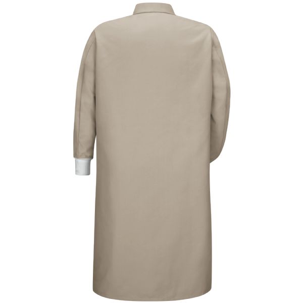 Gripper-Front Spun Polyester Pocketless Butcher Coat with Knit Cuffs ...
